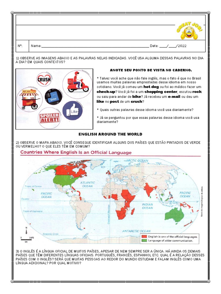 Reading Comprehension English Around The World | PDF | Língua inglesa ...