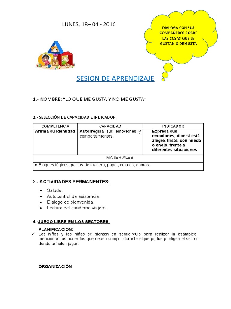SESION DE APRENDIZAJE Soy Unico y Especial | PDF