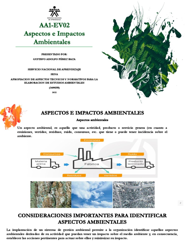 Presentación Sobre Aspectos e Impactos Ambientales. AA1-EV02 | PDF ...