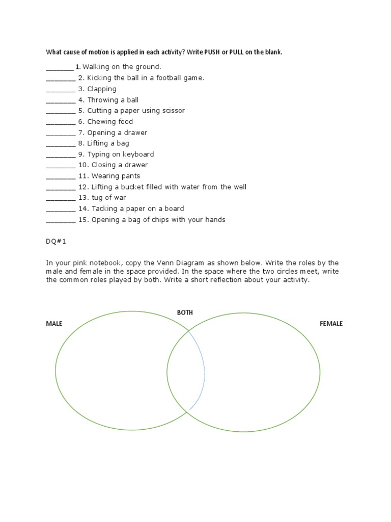 What Cause of Motion Is Applied in Each Activity | PDF | Expressionism ...