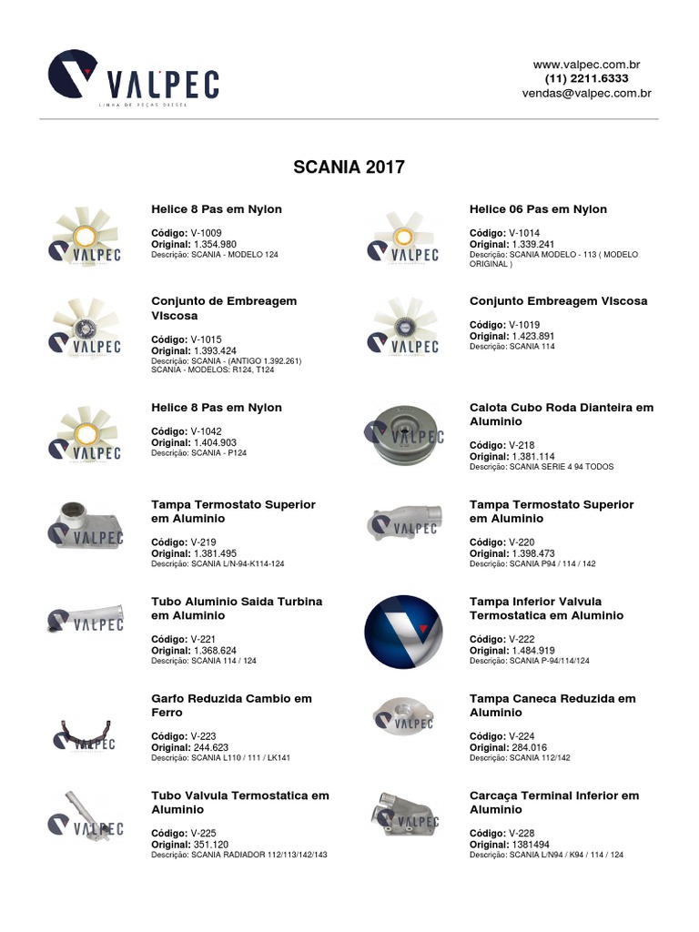 B05 - Catalogo SCANIA Maio 2017 | PDF | Radiador | Bens manufaturados