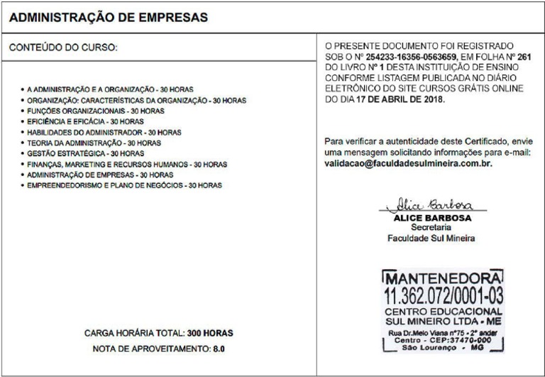 Certificado Fasul Verso G | PDF