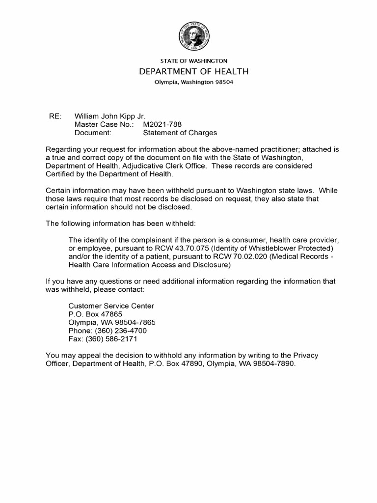 William Kipp Statement of Charges | PDF