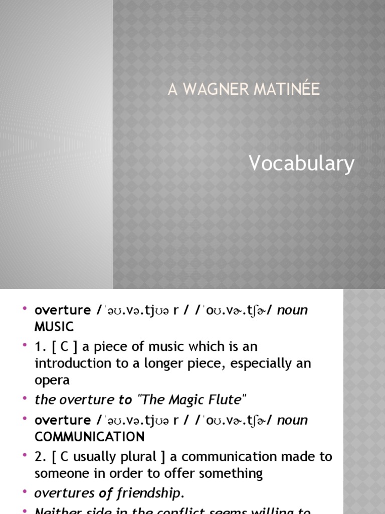 Vocabulary A Wagner Matinée | PDF | Art