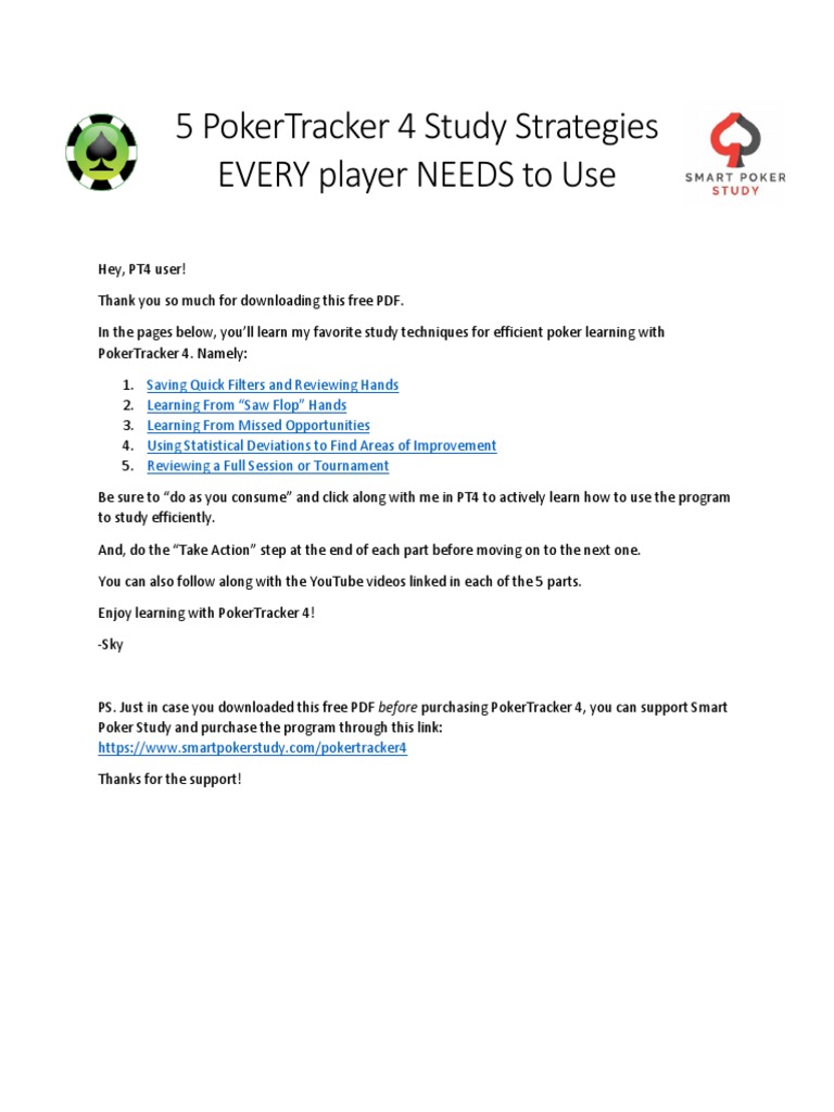 Essential PT4 Study Tips for Poker Players | PDF | Betting In Poker ...
