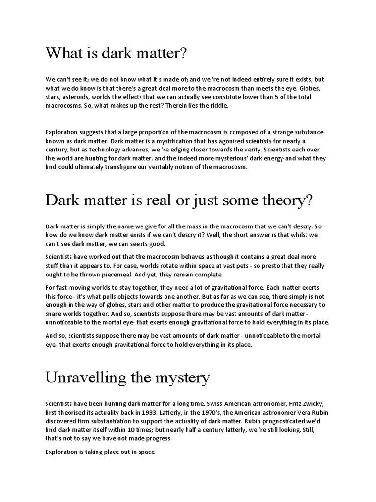 What Is Dark Matter | PDF | Dark Matter | Matter