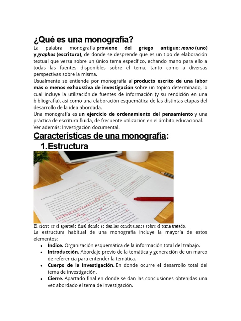 Definición y características de la monografía | PDF | Ensayos | Metodología
