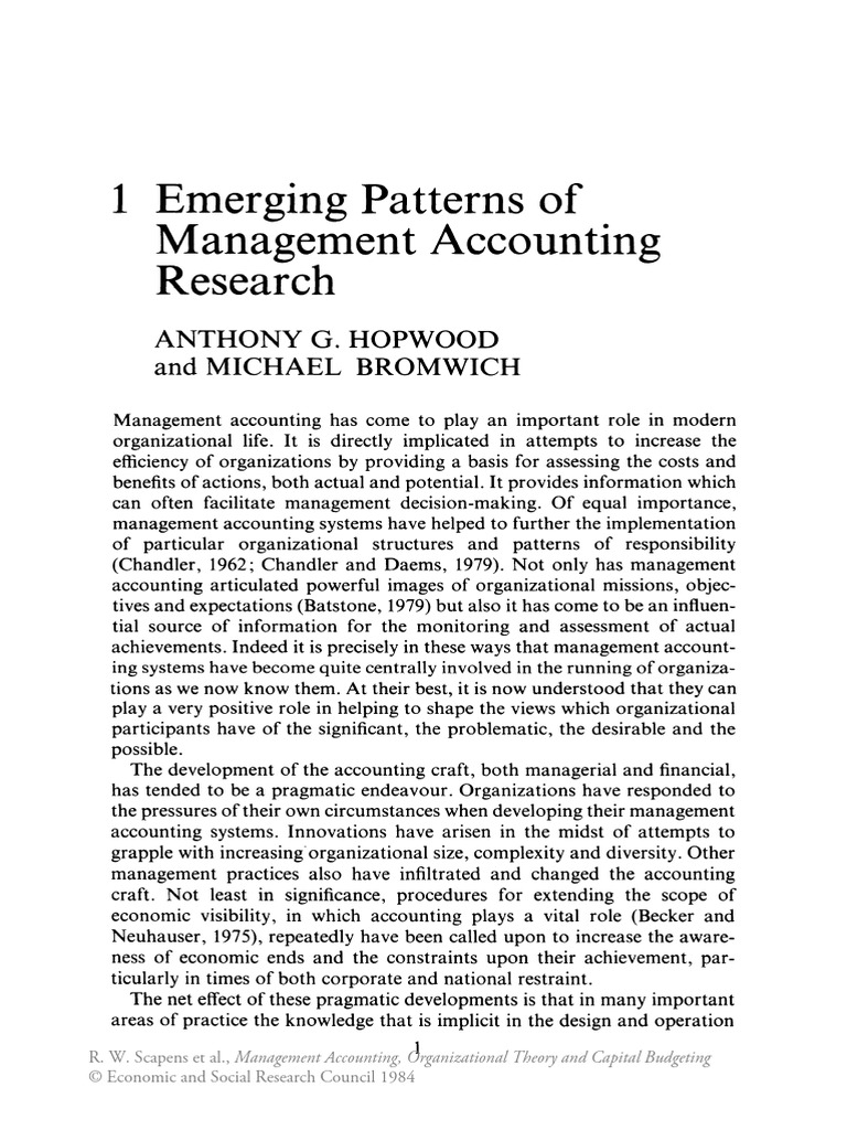 1 Emerging Patterns of Management Accounting Research: Anthony G ...