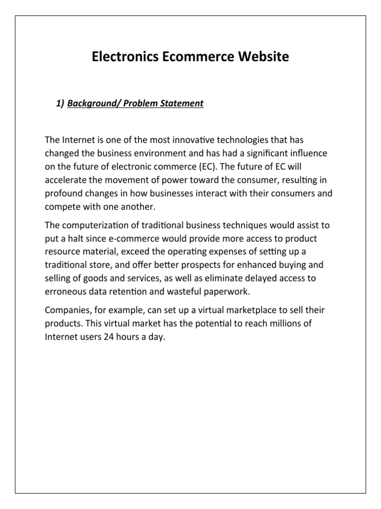 Electronics Ecommerce Website: 1) Background/ Problem Statement | PDF | E Commerce | User ...