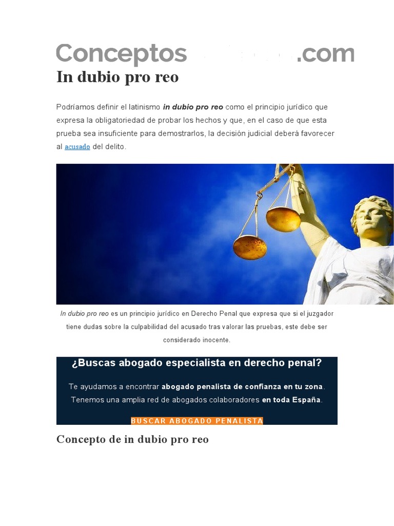 In Dubio Pro Reo: Principio Penal Esencial | PDF | Derecho penal ...