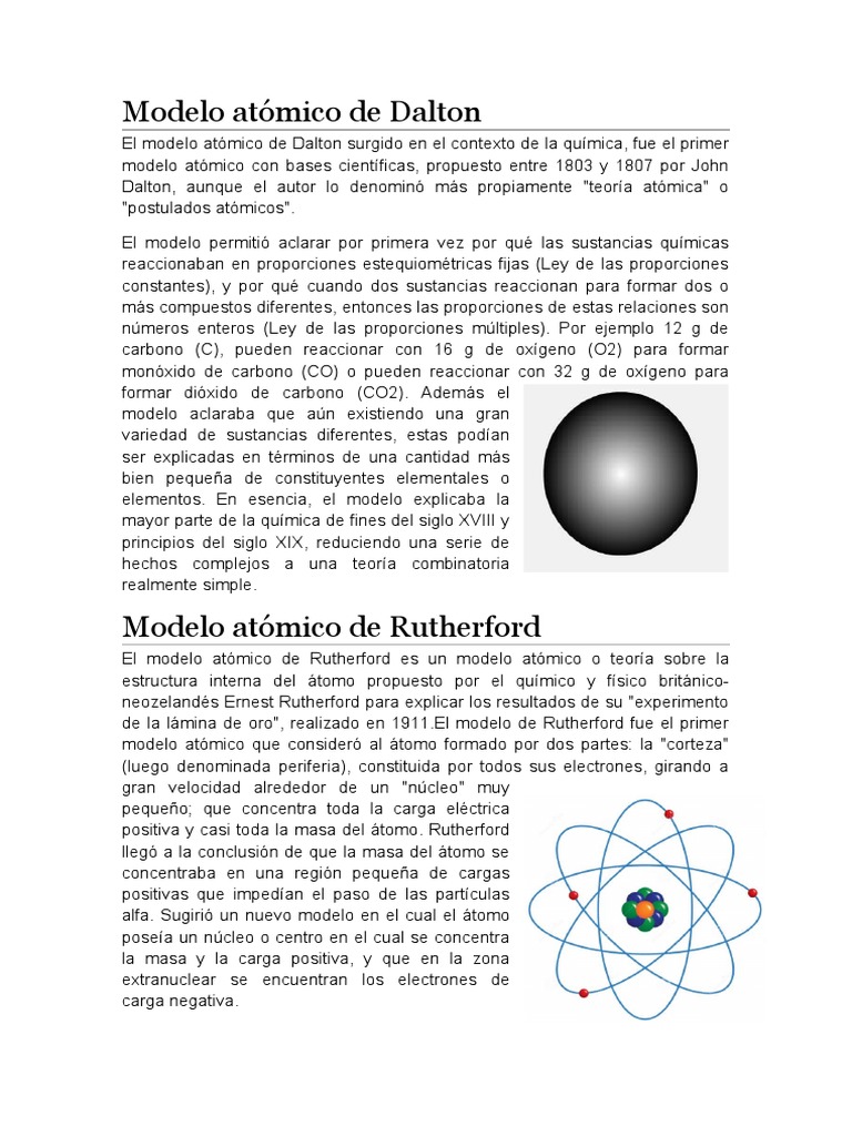 Modelo Atómico de Dalton y Sus Implicaciones | PDF | Átomos | Núcleo ...
