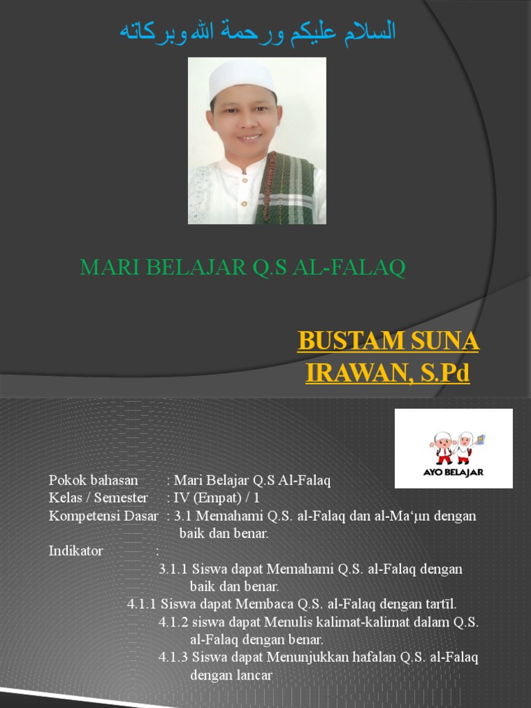 Tugas 9 PPT Mari Belajar Q.S Al-Falaq Kelas 4 | PDF