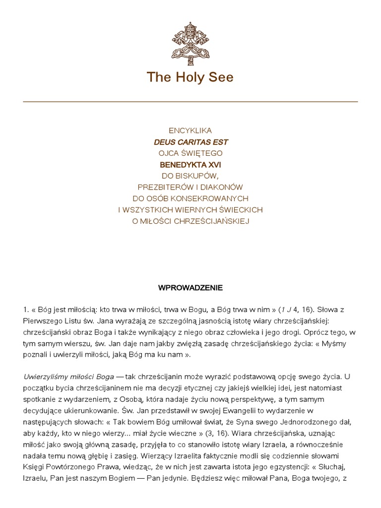 Deus Caritas Est - Benedykt XVI - PL | PDF