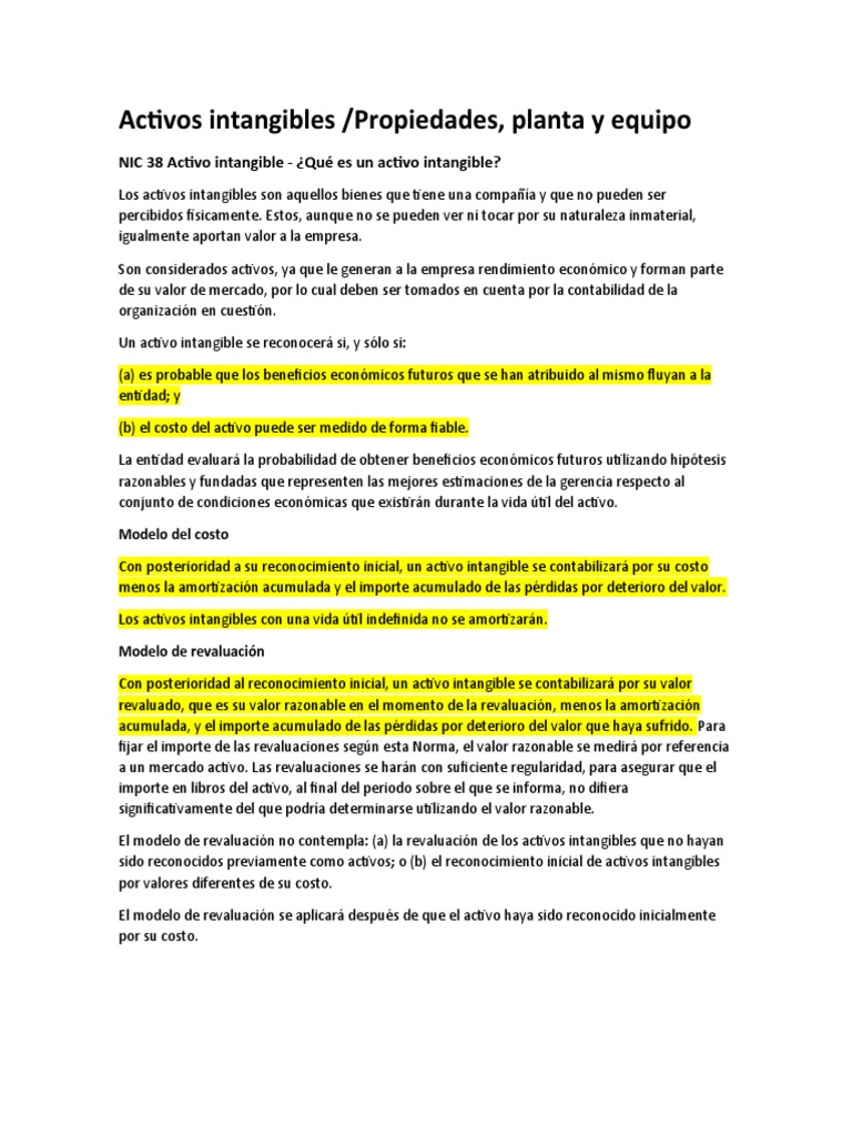 Activos Intangibles y su Contabilidad | PDF | Activo intangible ...