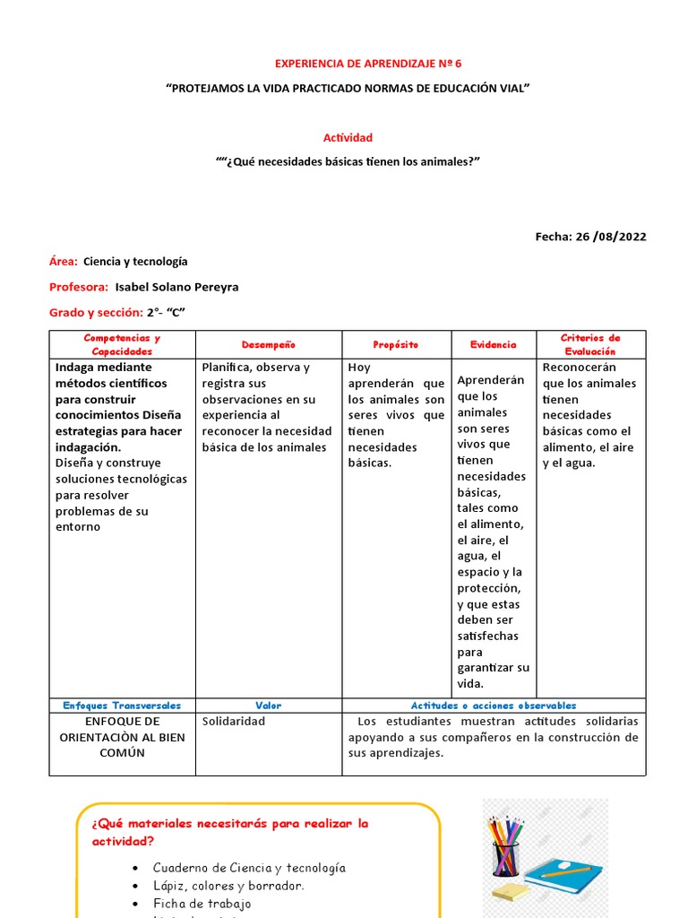 Qué Necesidades Básicas Tienen Los Animales | PDF | Evaluación ...