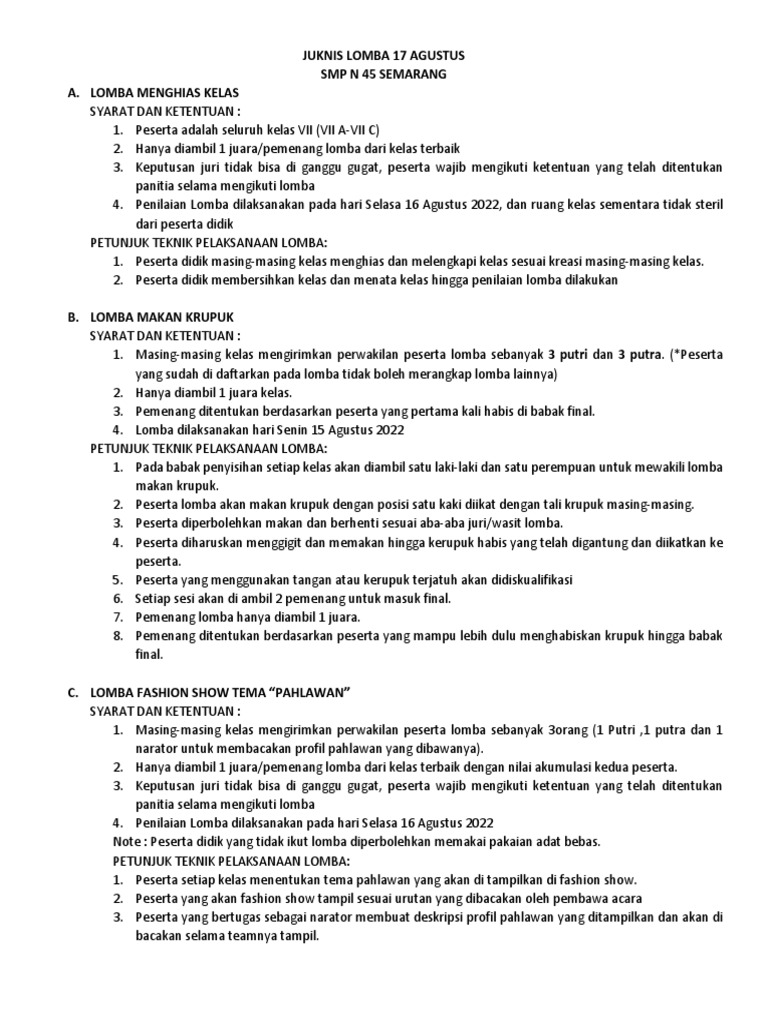 Juknis Lomba 17 Agustus | PDF