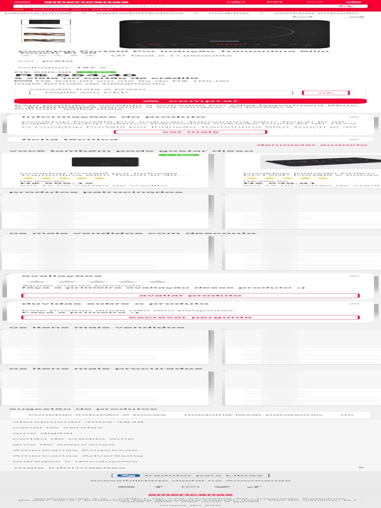 Cooktop Portátil Por Indução Tramontina Slim Touch Ei 30 em Promoção ...
