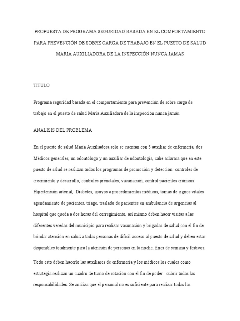 Seguridad Conductual en Salud: Prevención | PDF | Comportamiento ...
