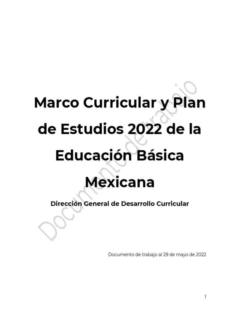 Marco Curricular y Plan de Estudios 2022 de La Educación Básica Mexicana | PDF | Plan de ...