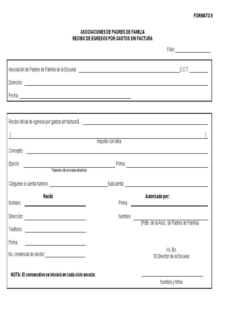 Recibo de Egresos Por Gastos Sin Factura | PDF