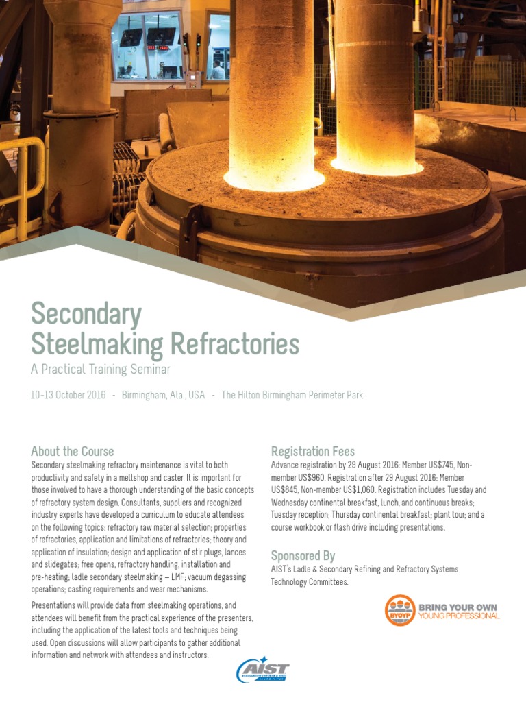 Secondary Steelmaking Refractory Seminar | PDF | Steelmaking | Refractory