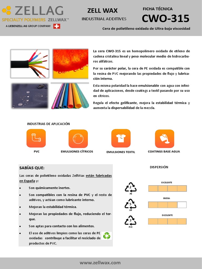 FTC Zell Wax Cwo 315 Esp 02 2020 | PDF | Polietileno | Cloruro de polivinilo