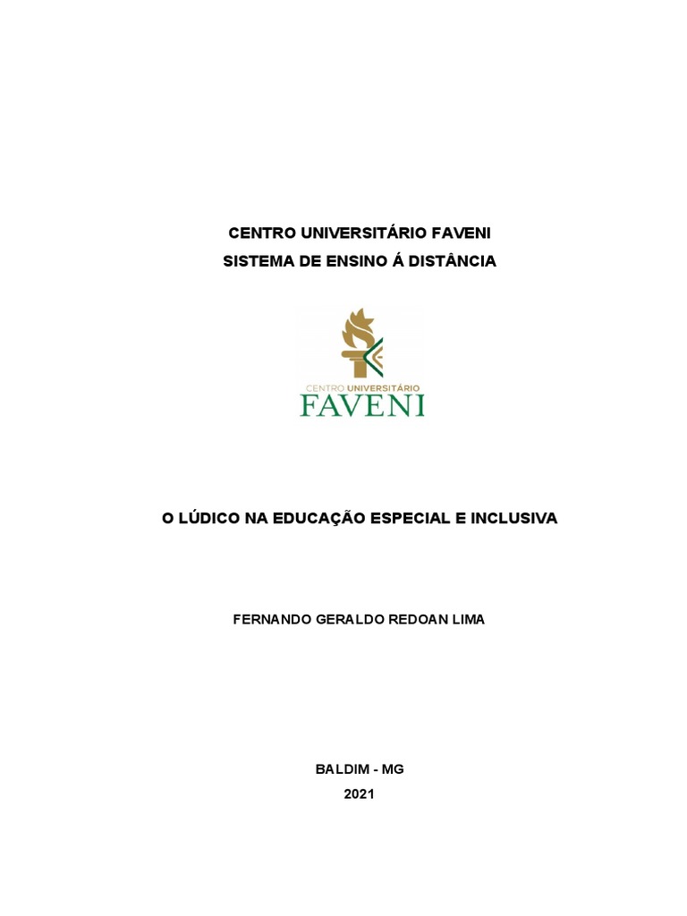 Tcc Fernando O Ludico Na Educação Especial Pdf Aprendizado