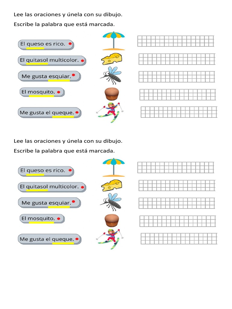 Lee Las Oraciones y Únela Con Su Dibujo | PDF