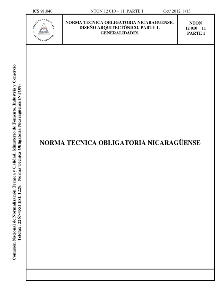 NTON 12 010 - 11 Parte 1. Diseño Arquitectónico - Generalidades | PDF | Diseño | Sectores Economicos