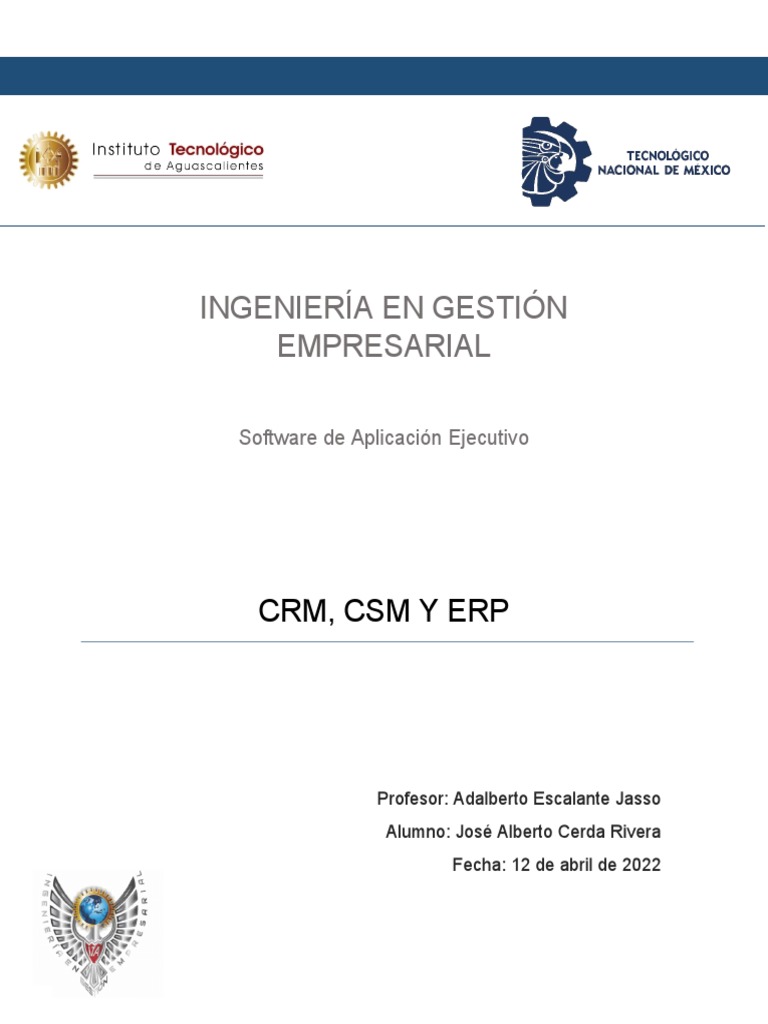 CRM, CSM y ERP: Gestión Empresarial Efectiva | PDF | Planificación de ...