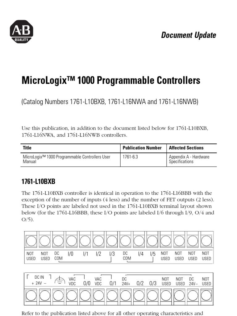 1761 Micrologix 1000 Document Update | PDF | Home & Garden