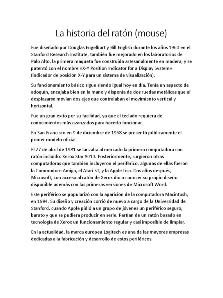 La Historia Del Ratón | PDF | Informática | Hardware de la computadora