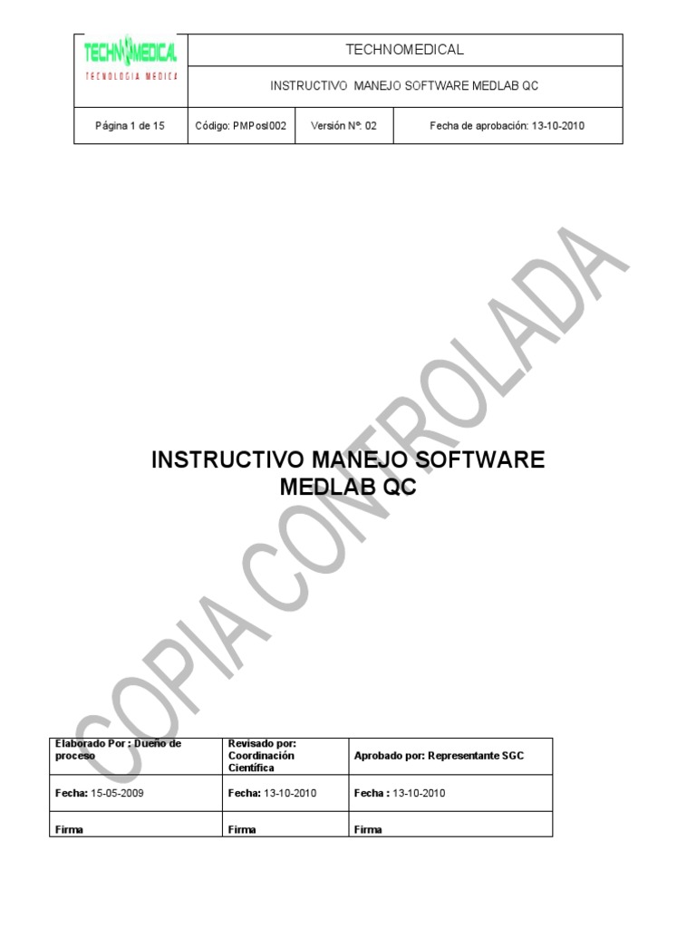 Instructivo Manejo de Software Med Lab QC | PDF | Software | Programa ...