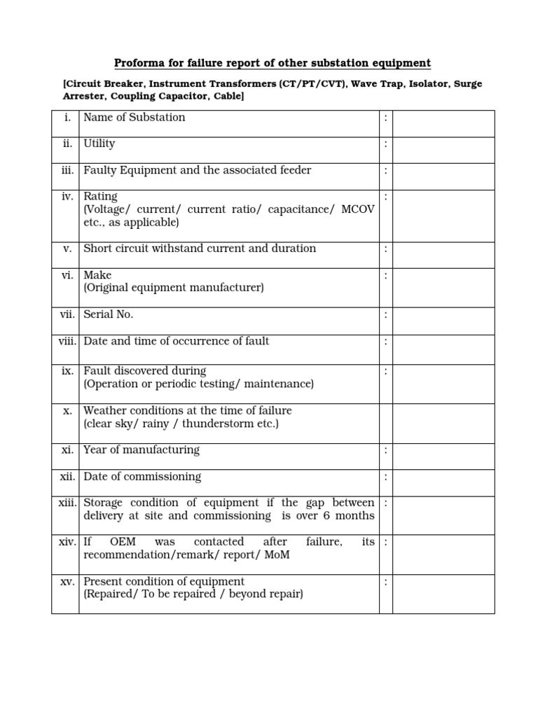 Format Failure Substation Eq | PDF | Electrical Substation | Electrical ...