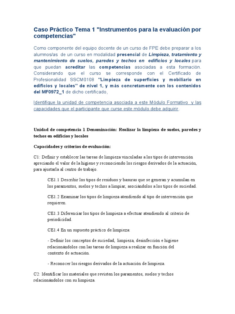 Caso Práctico Tema 1 MF1445 - 3 | PDF | Evaluación | Validez (Estadísticas)