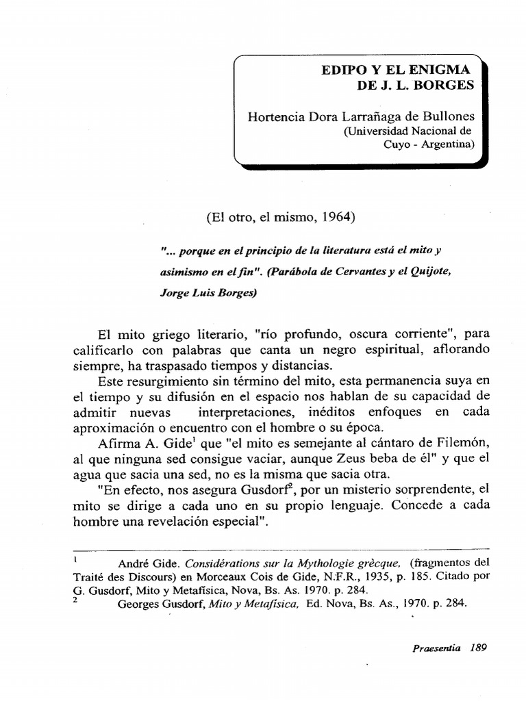 Edipo y El Enigma Borges | PDF