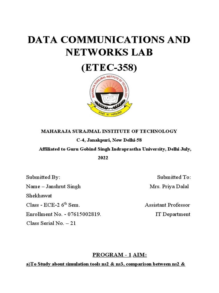 Data Communications and Networks Lab (ETEC-358) | Download Free PDF ...
