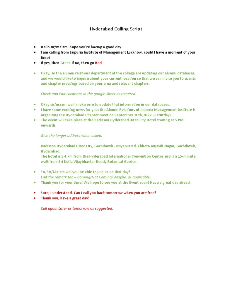 Hyderabad Calling Script | PDF | Career & Growth | Business