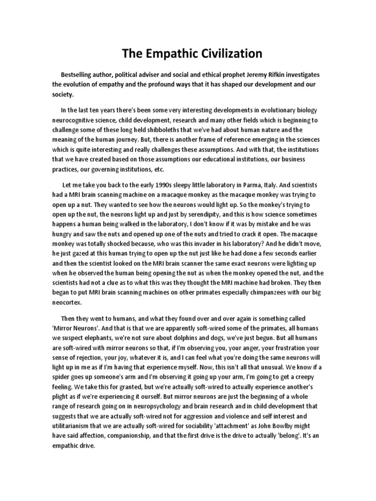 The Empathic Civilization | PDF | Empathy | Human