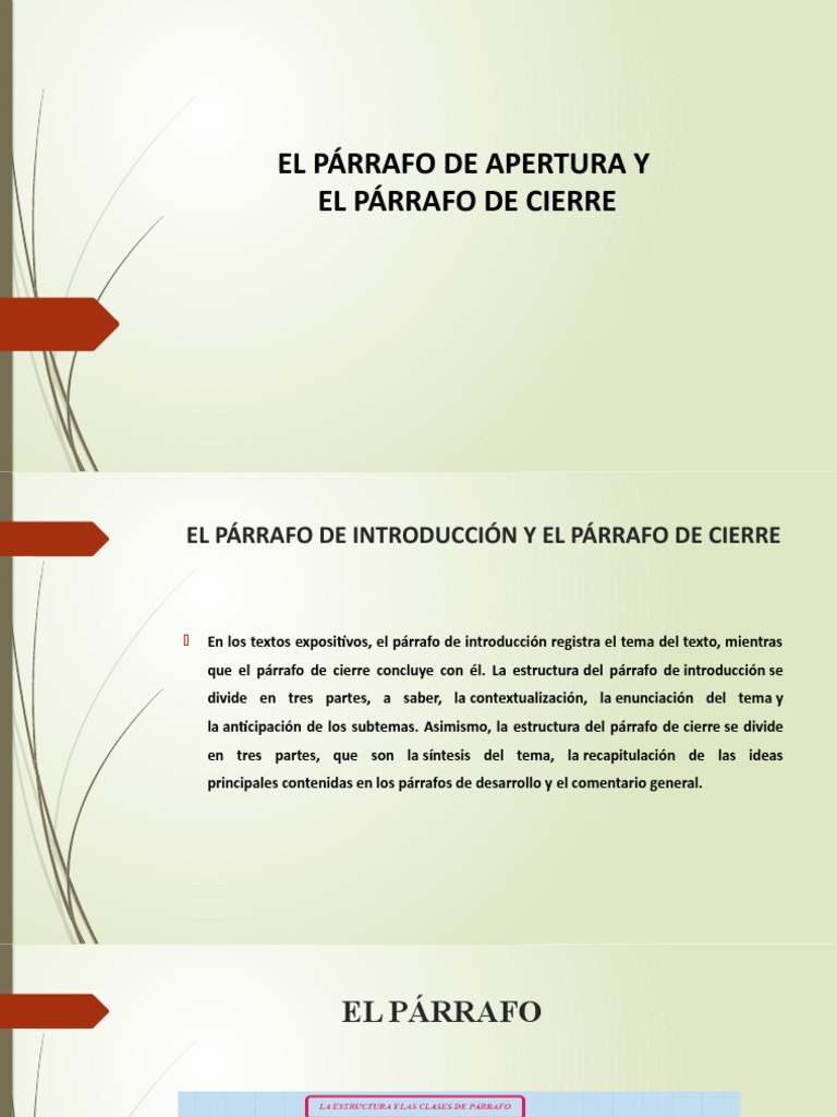 El Párrafo de Apertura y | PDF