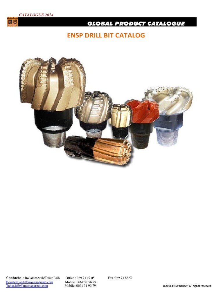ENSP Drill Bits Catalog | PDF | Drill | Drilling