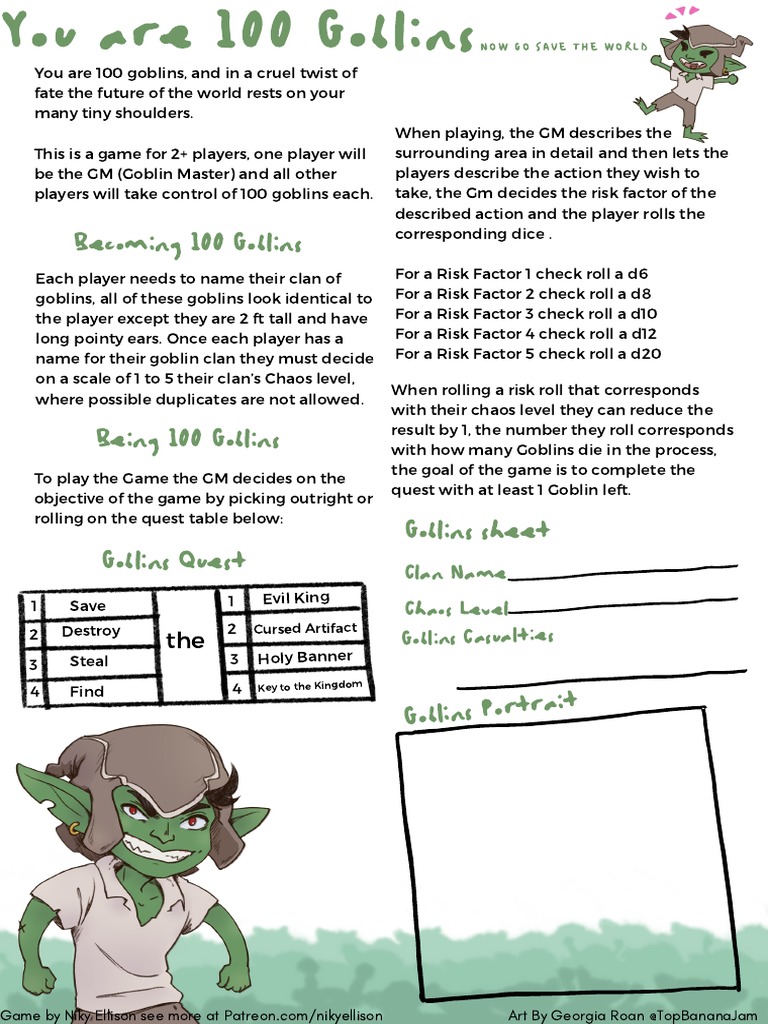 You Are 100 Goblins | PDF | Gaming | Role Playing Games