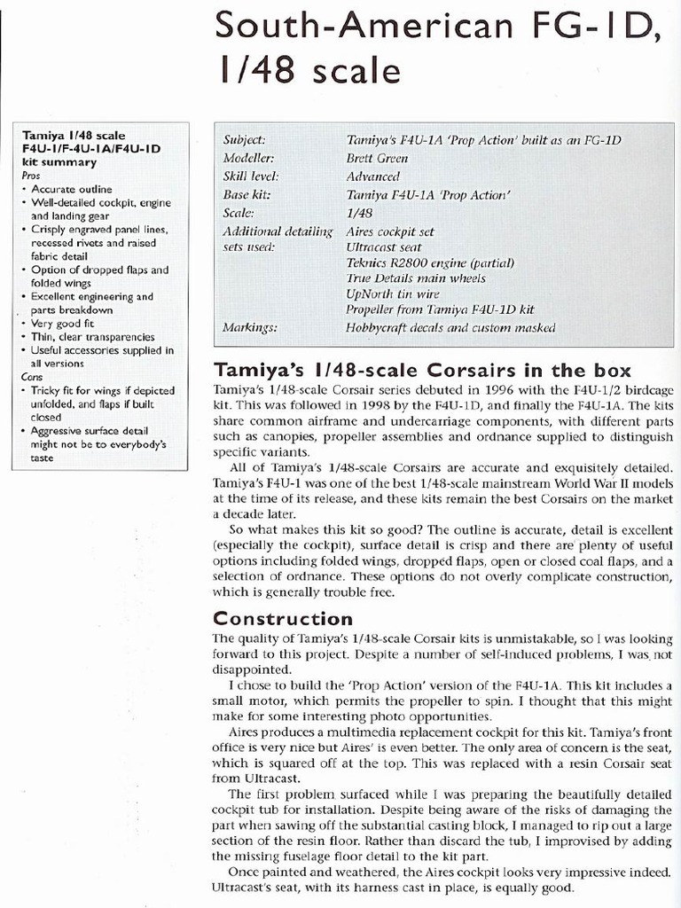 Modelling The F4U Corsair FAS A | PDF
