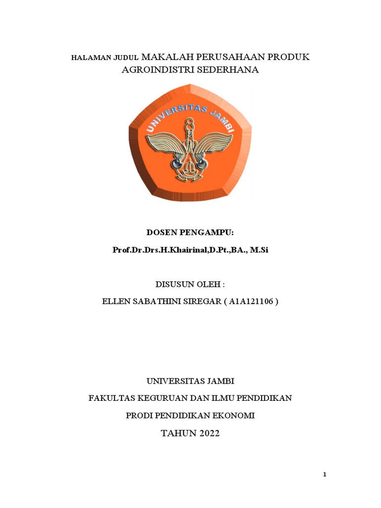 Ellen Sabathini Siregar - Agroindustri Sederhana | PDF