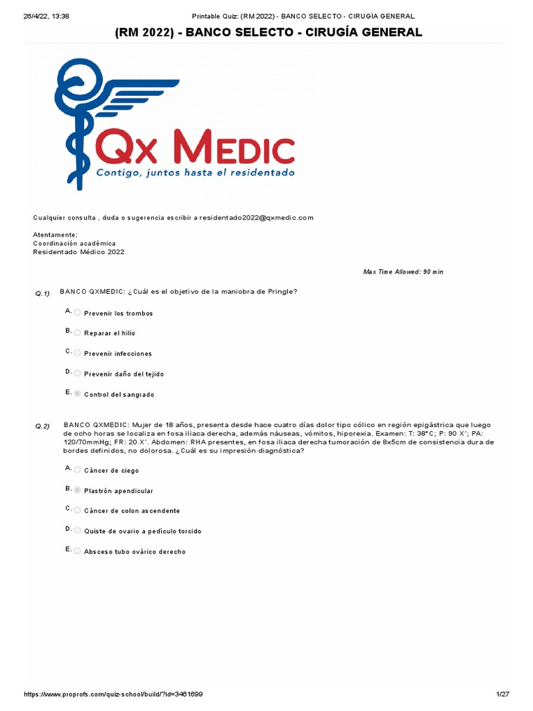 Banco Selecto Con Claves CIRUGA GENERAL | PDF | Hemorroides ...