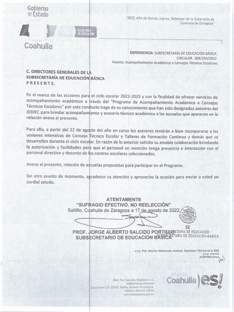 Oficio de Autorización de Secretaría | PDF
