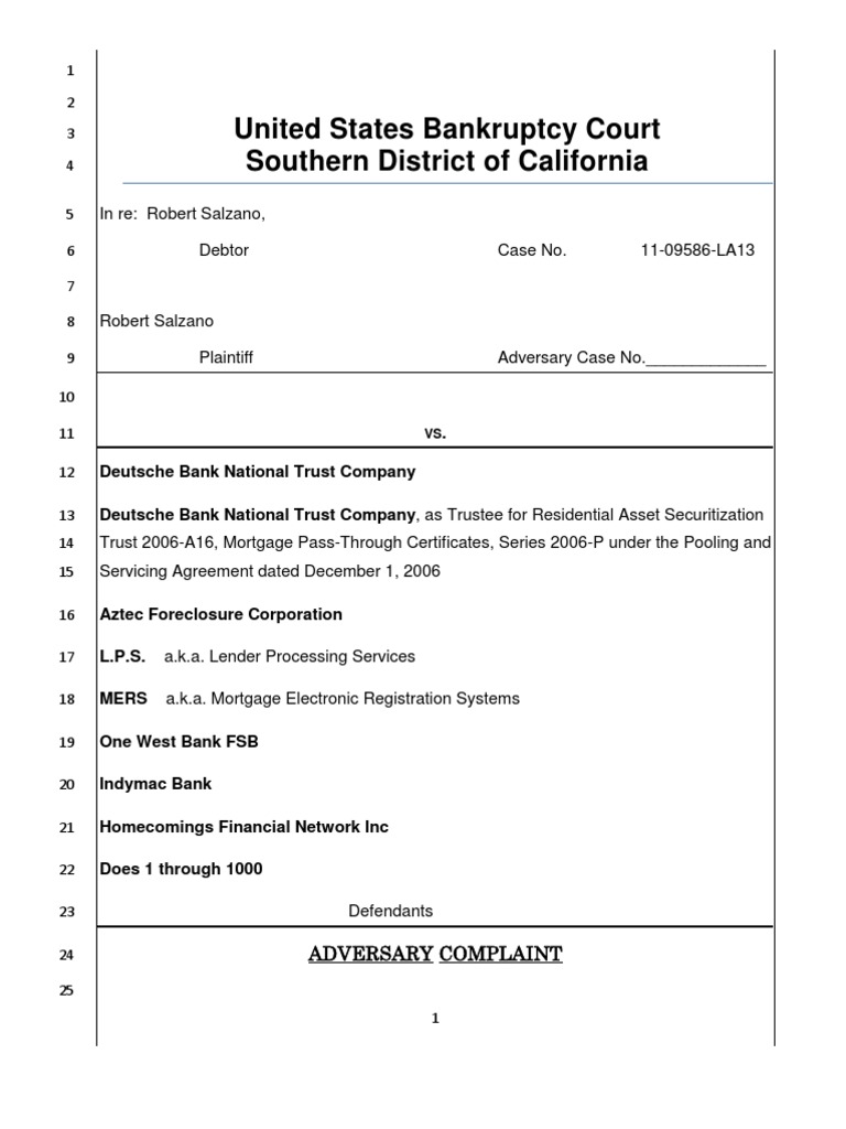 My Own Adversary Complaint | Deed Of Trust (Real Estate) | Foreclosure