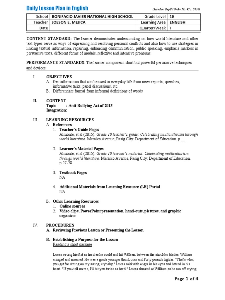 Using Information in Daily Conversations | PDF | Learning | Lesson Plan