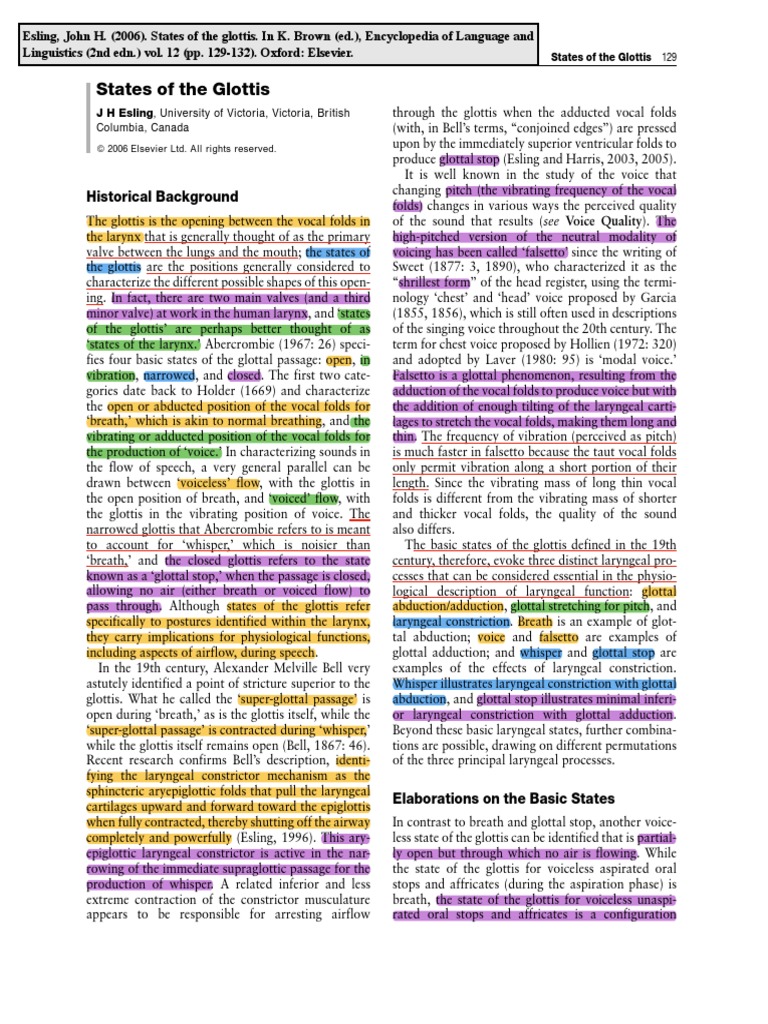 States of The Glottis - Esling | PDF | Human Voice | Larynx