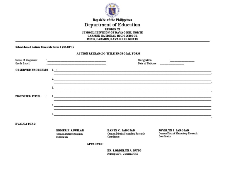 Carmen District Action Research Proposal | PDF